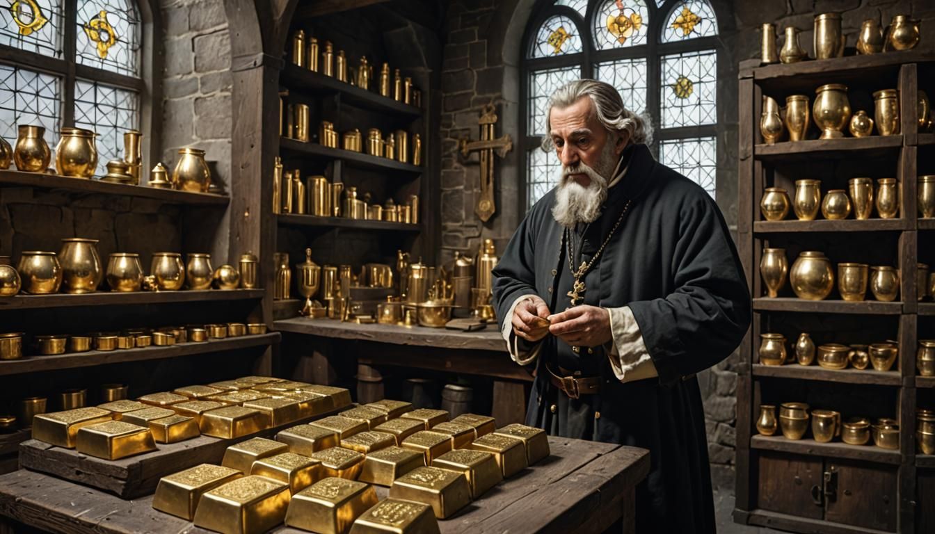 Gold making with alchemy - AI Generated Artwork - NightCafe Creator