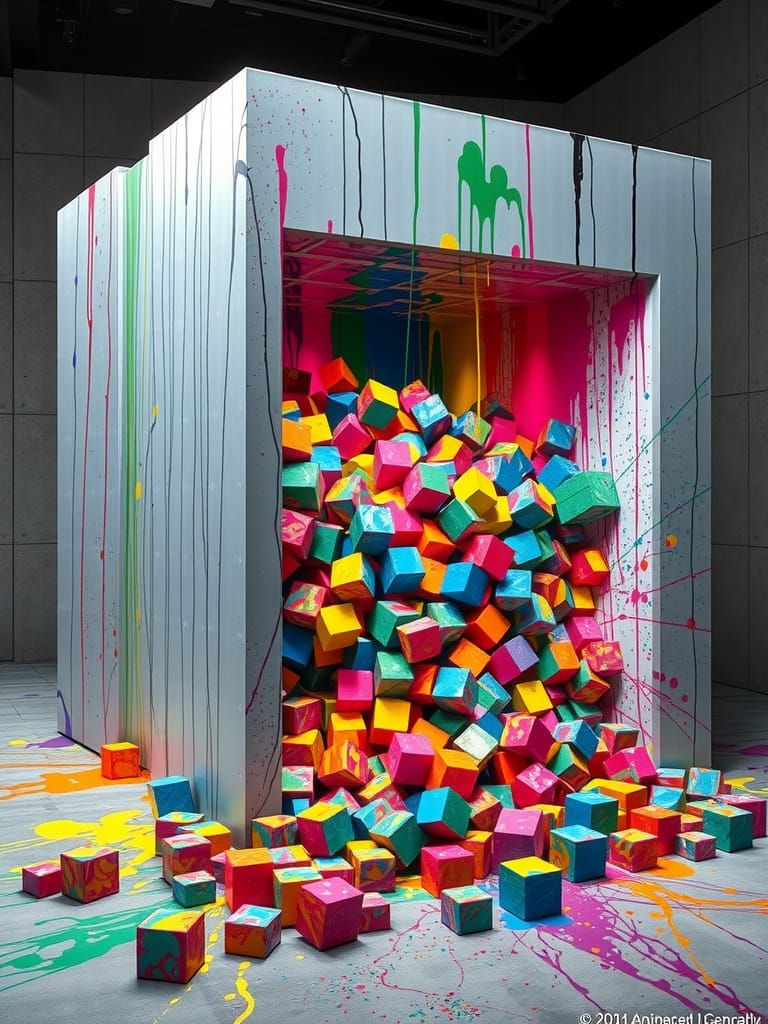 Cube - Stark Futurism Unfolds: Kaleidoscopic Explosion of Co...