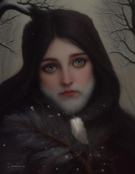 Canvas texture, Fine art oil painting. The Druids eyes comforted us ...