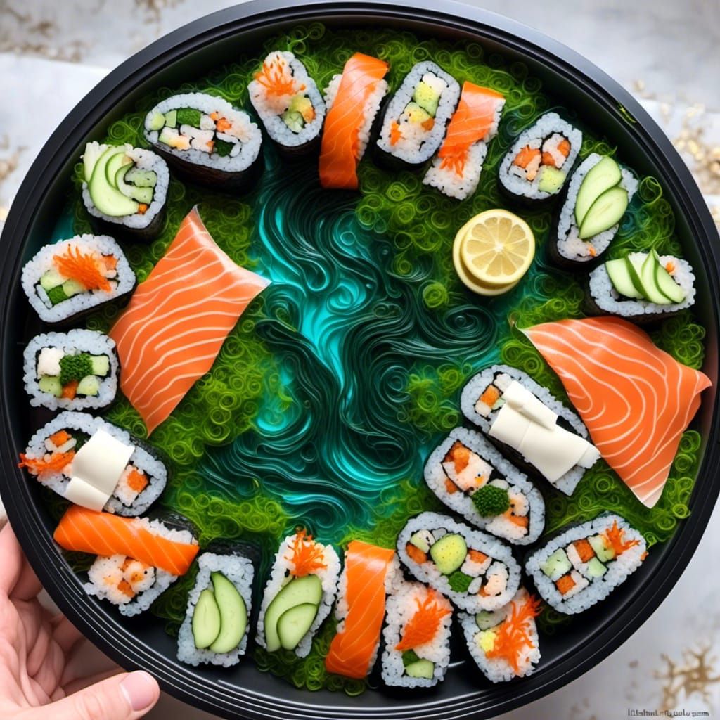 ROUND PLATTER OF SUSHI - AI Generated Artwork - NightCafe Creator