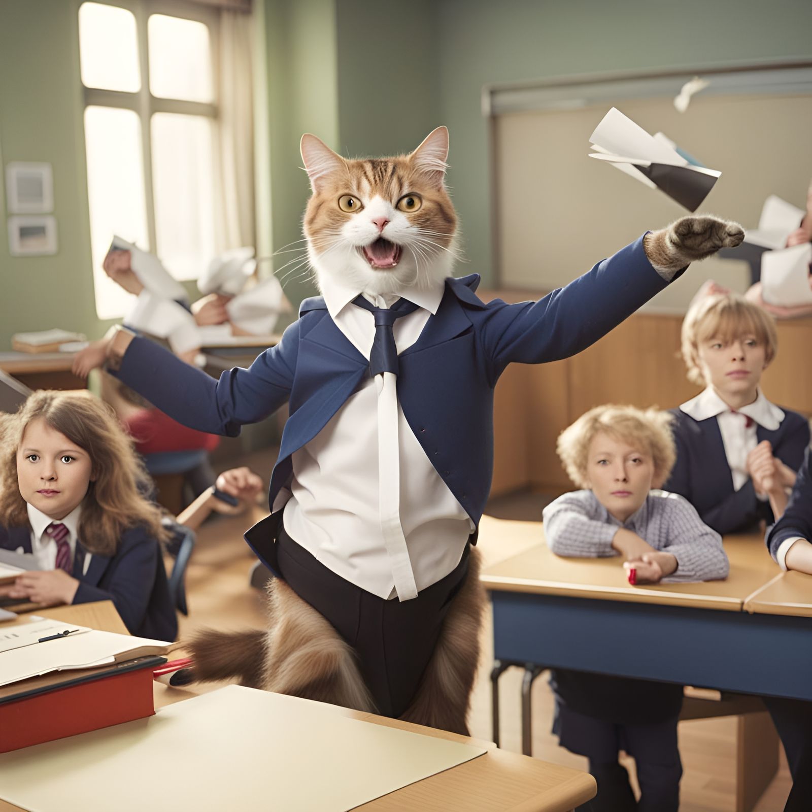 Cat teacher - AI Generated Artwork - NightCafe Creator