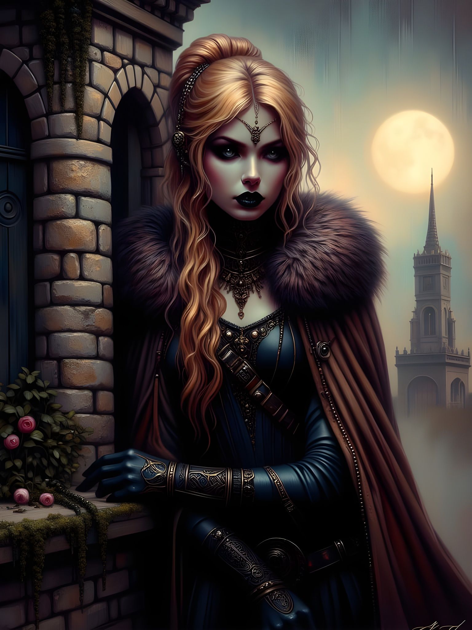 Lurking - Gothic Norse Goddess Hides in Shadows