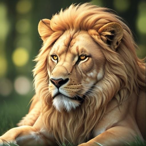 Regal Golden Lion in Majestic Roar - AI Art