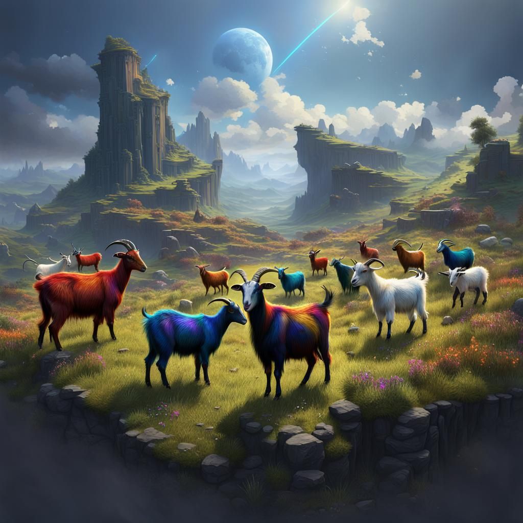 A taxonomy chart of multicolour goats, ordered by RGB. Annotated ...