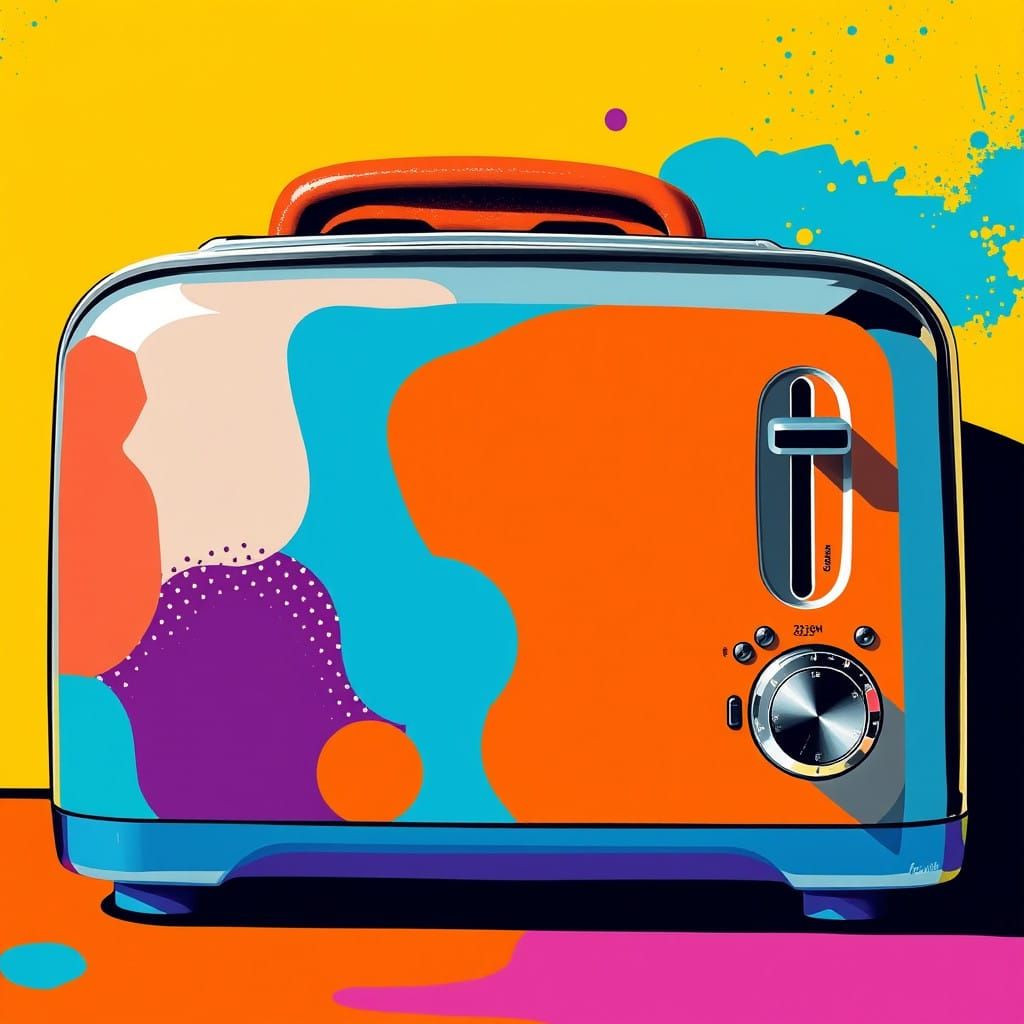 Bold Pop Art Toaster in Vibrant Colors - AI Art