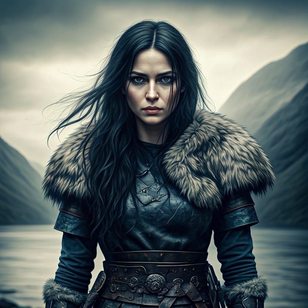 Vikings Astrid with black hair - Viking Warrior Astrid in Mo...