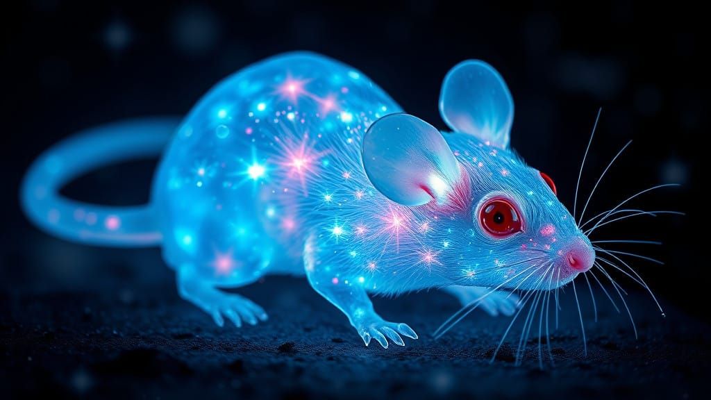Stunning Bioluminescent Mouse in a Magical Galacti... - AI Art