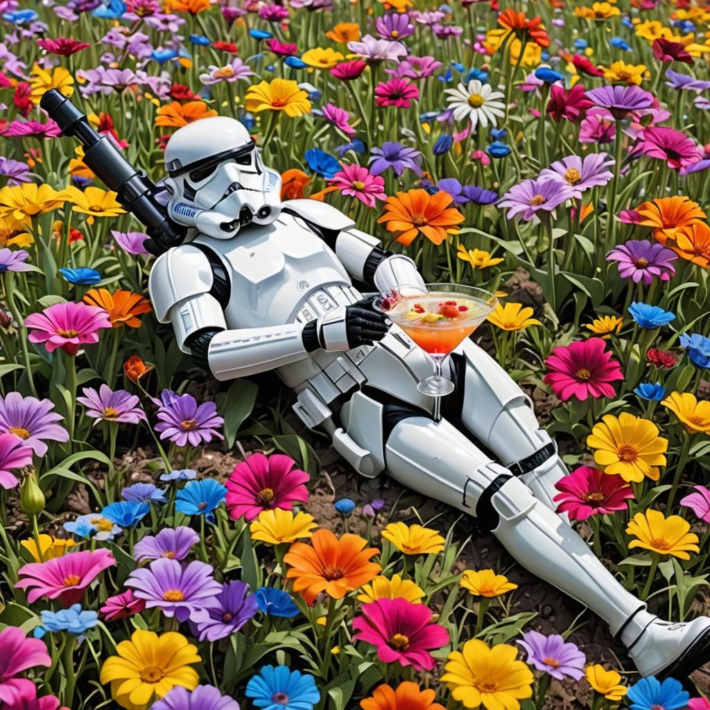 A Stormtrooper goes awol in a field of flowers 2. - AI Generated ...