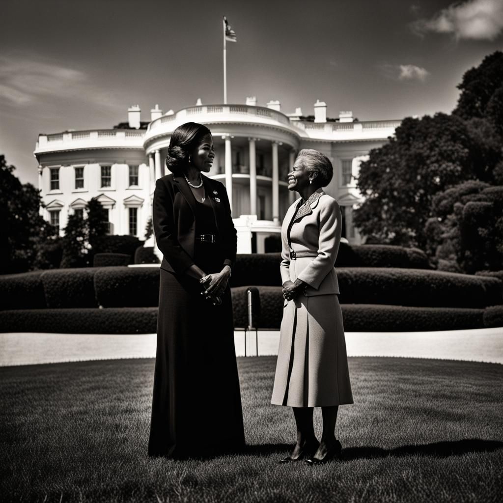 Rosa Parks and Michelle Obama meeting on the lawn of the White House ...