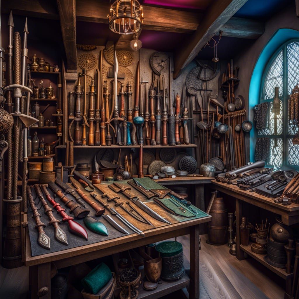 Medieval Weapon Shop - AI Generated Artwork - NightCafe Creator