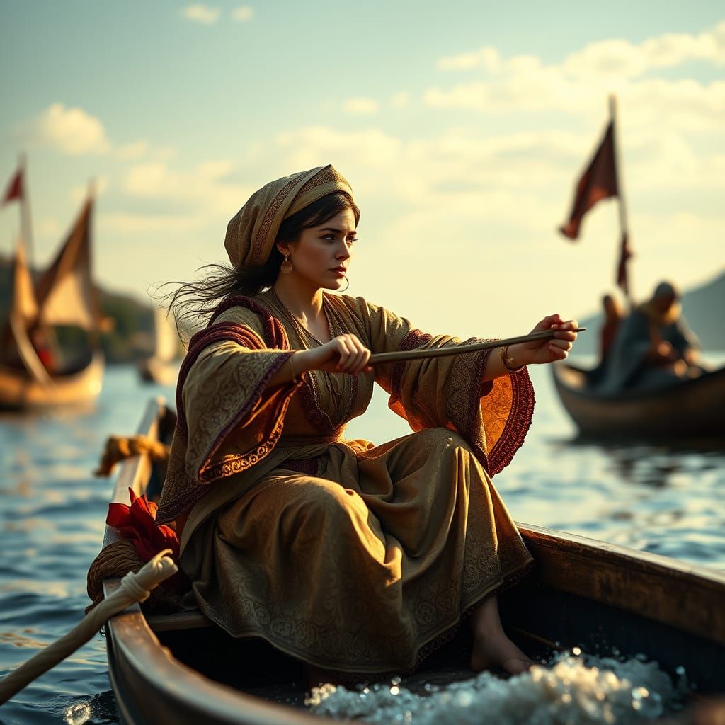 Ancient Illyrian Queen Teuta Commands a Vintage Ba... - AI Art