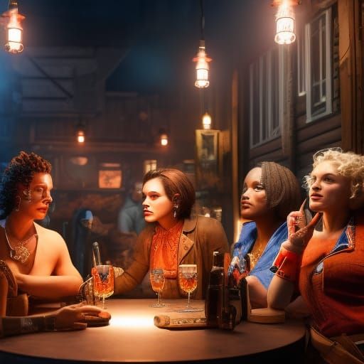 Girls night out - AI Generated Artwork - NightCafe Creator