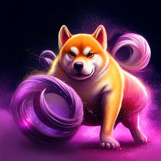 buffed Shiba-inu sumo wrestler in spray paint, acrylic, high contrast ...