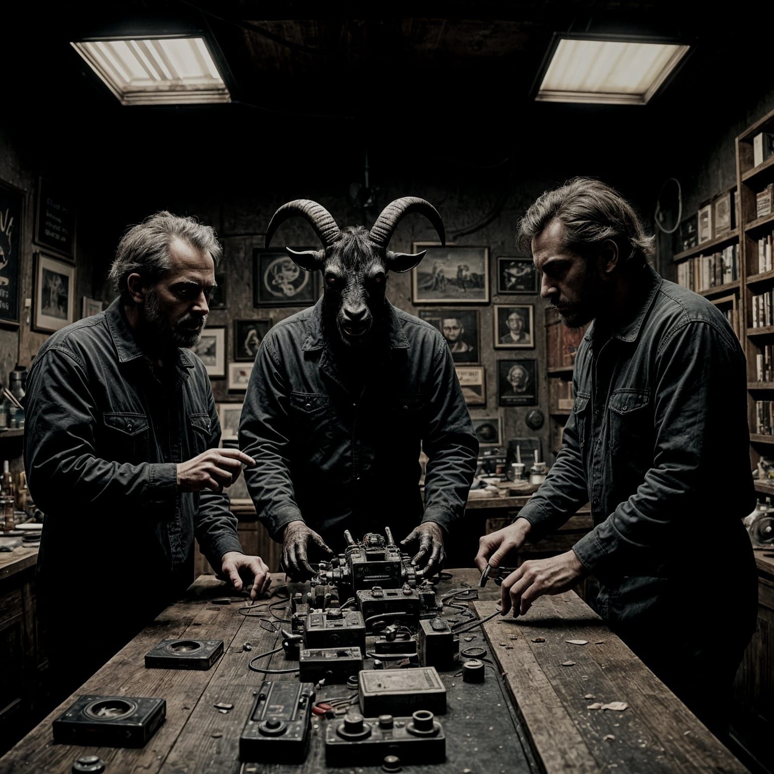 Three Inventors Unleash a Mechanical Horror in a D... - AI Art