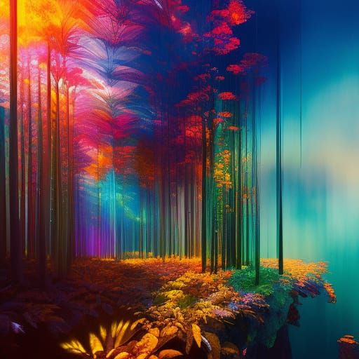 Digital fantasy double exposure watercolor fairytale Illustration of a ...