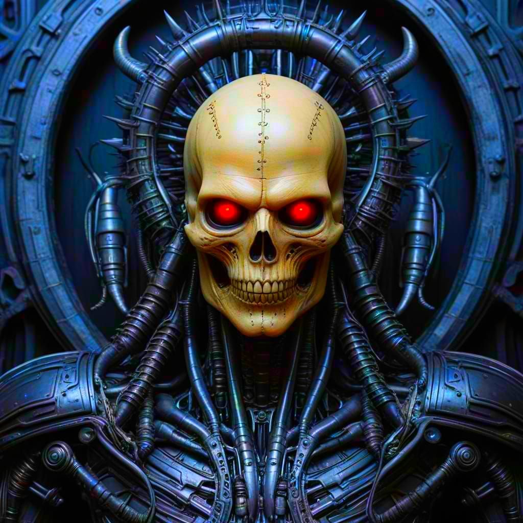 Biomechanical Hybrid: Macabre Machine Man - AI Art