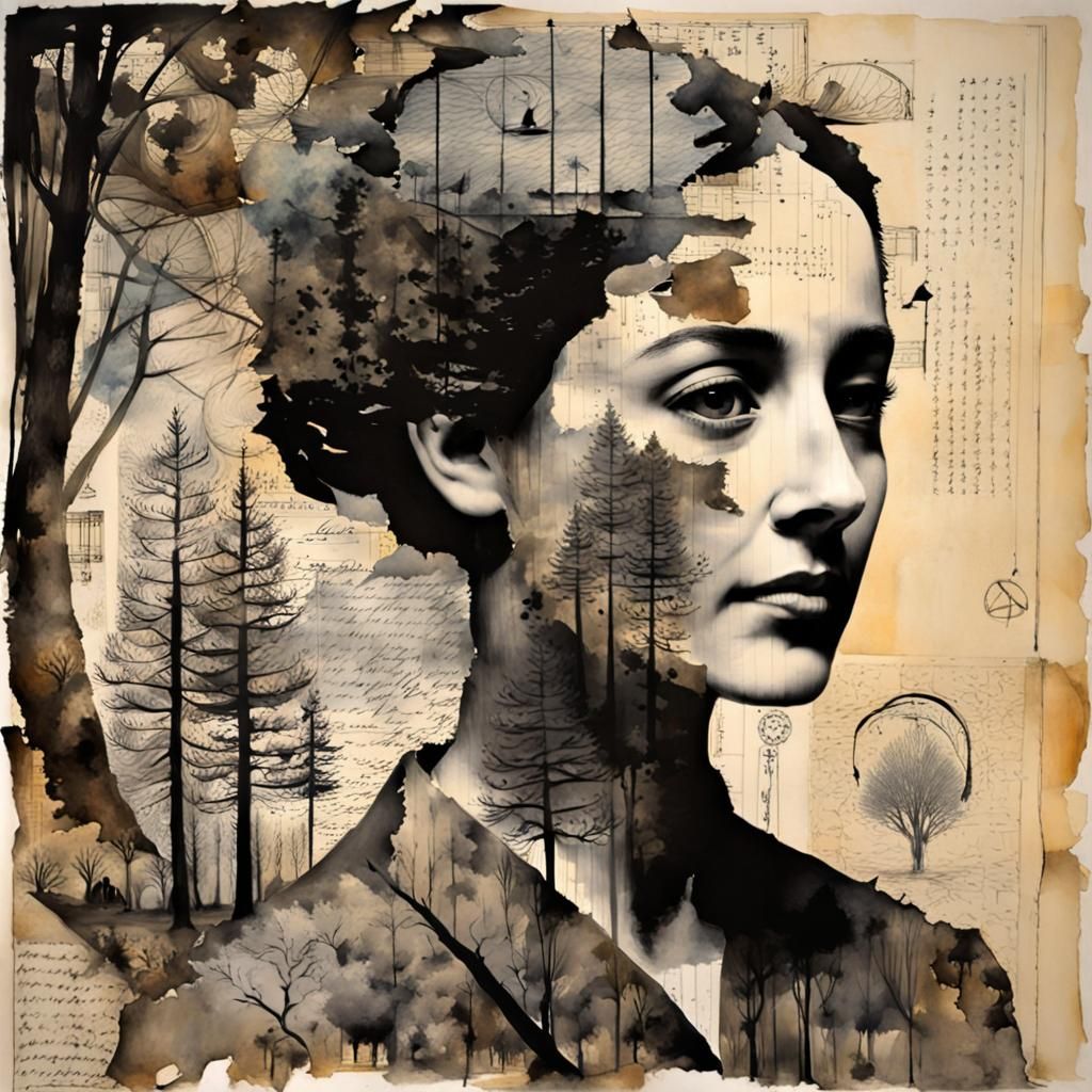 A world of memories faded by time and use : ink illustration : mixed ...