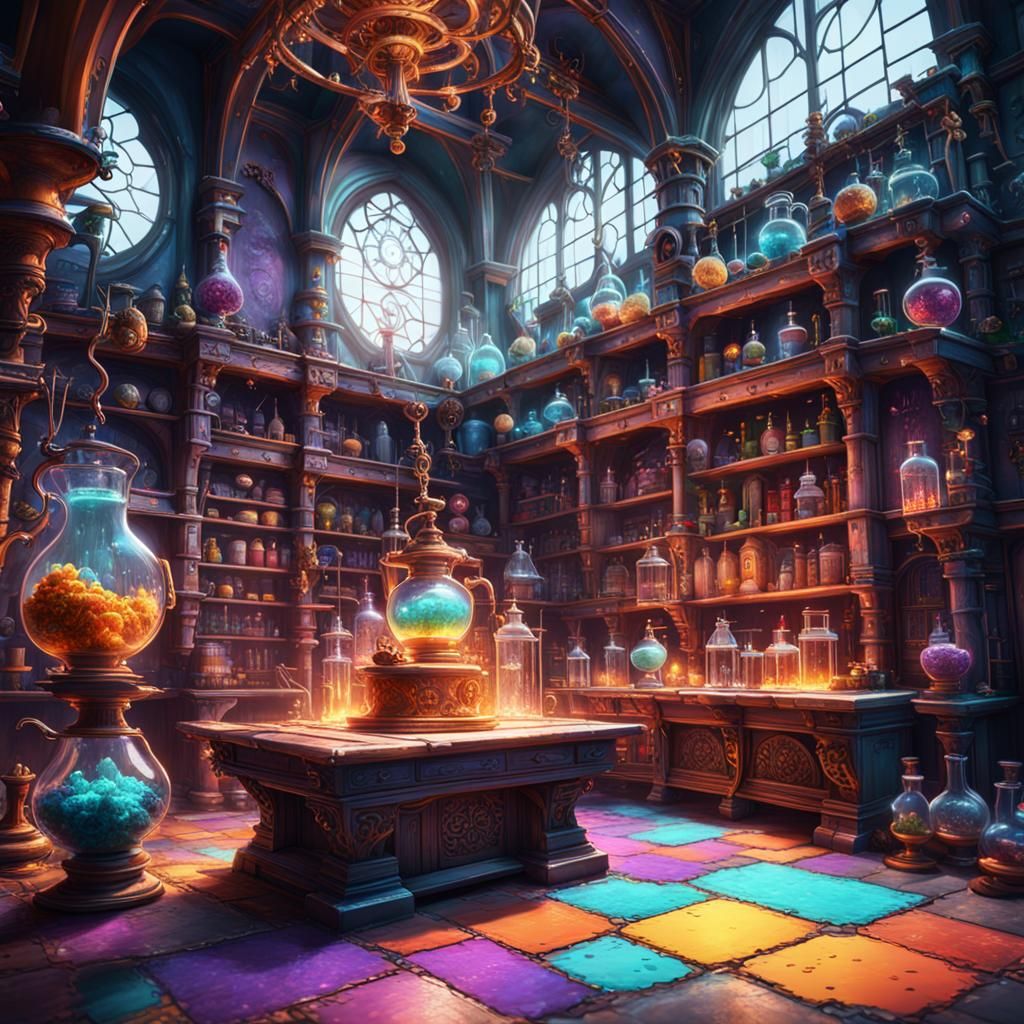 colourful magic laboratory - AI Generated Artwork - NightCafe Creator
