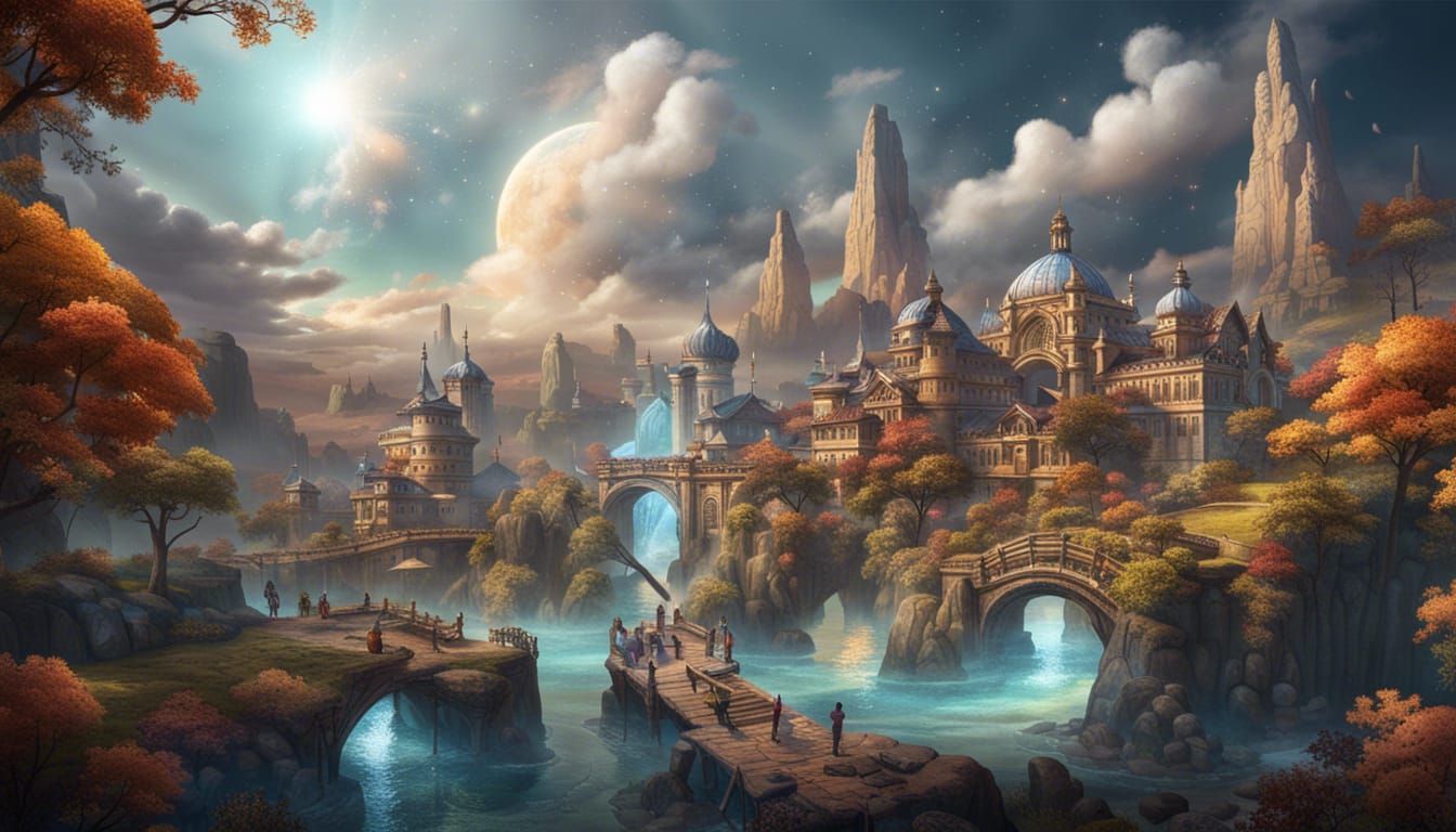 kingdom across flowing rivers - AI Generated Artwork - NightCafe Creator