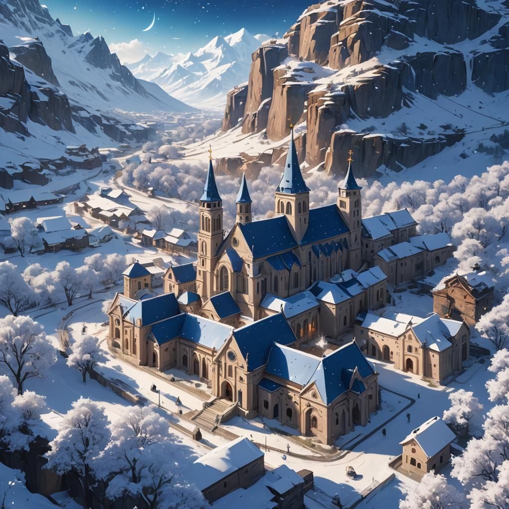 winter catholic monastery 2 - AI Generated Artwork - NightCafe Creator