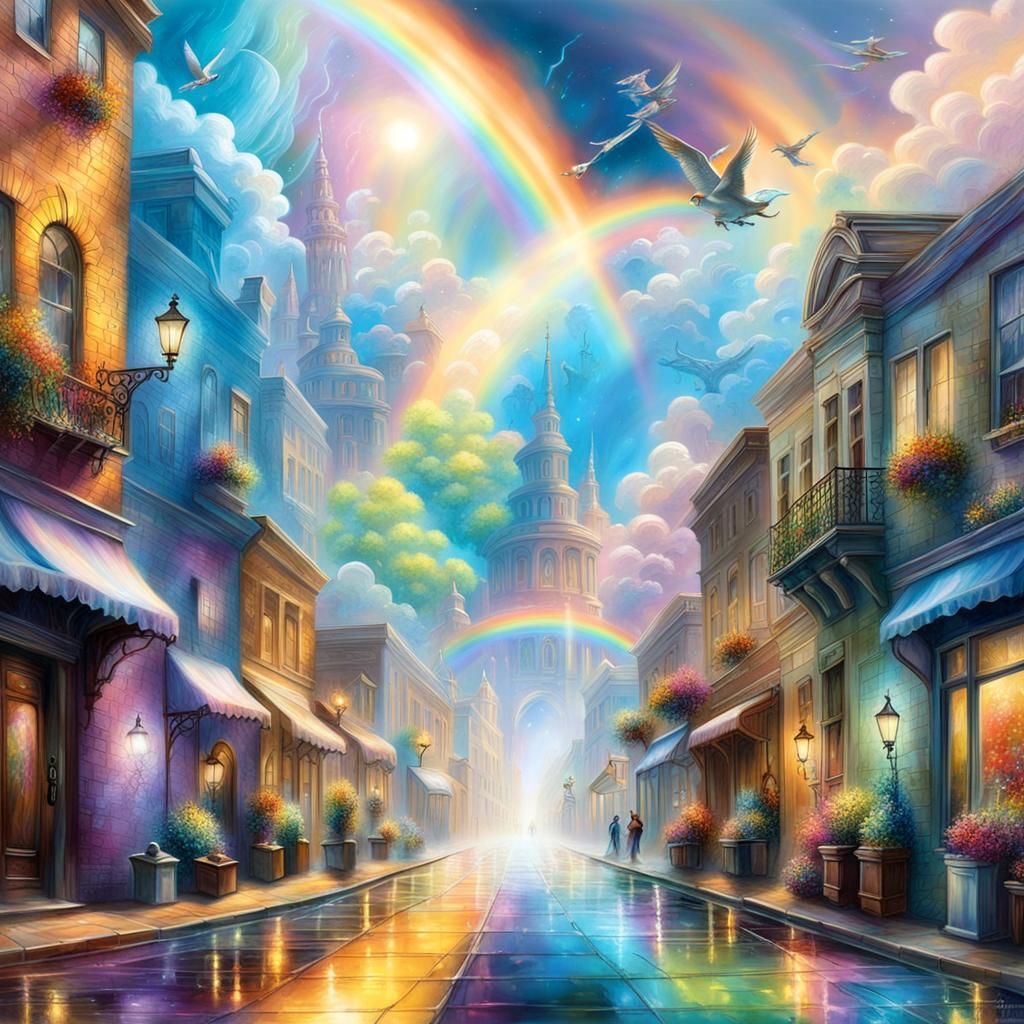 Enchanted town road - AI Generated Artwork - NightCafe Creator