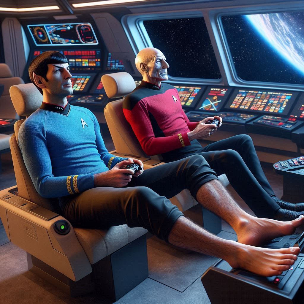 Spock and Picard Playing Video Games During a Temporal Disruption - AI ...