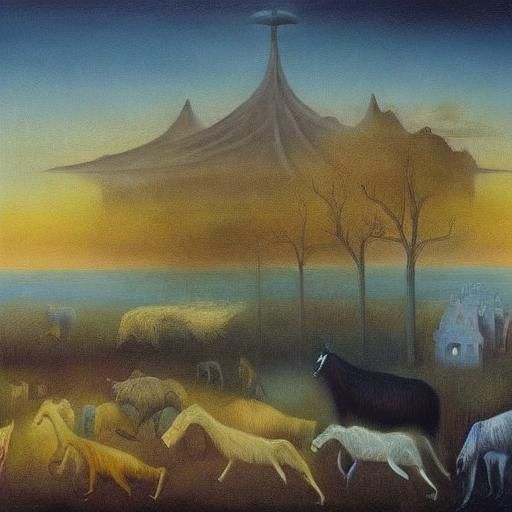 by Leonora Carrington:: detailed matte painting:: oil and watercolors ...