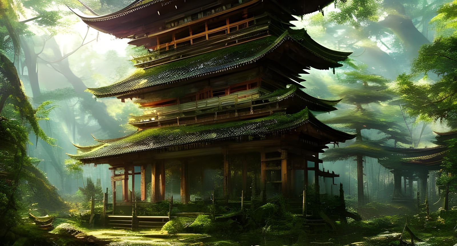 Overgrown Abandoned - Fushimi Inari Shrine - AI Generated Artwork - NightCafe Creator