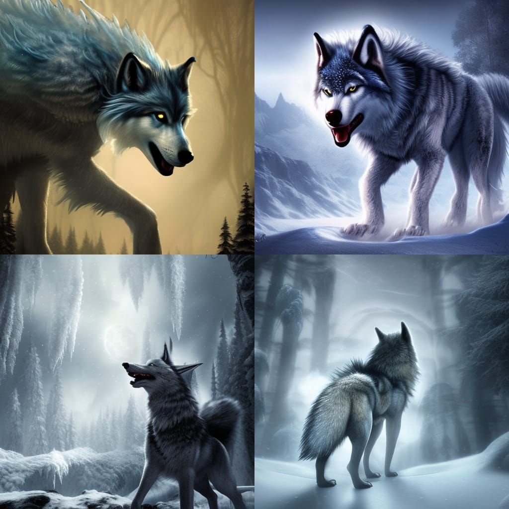 fantasy ice wolf - AI Generated Artwork - NightCafe Creator