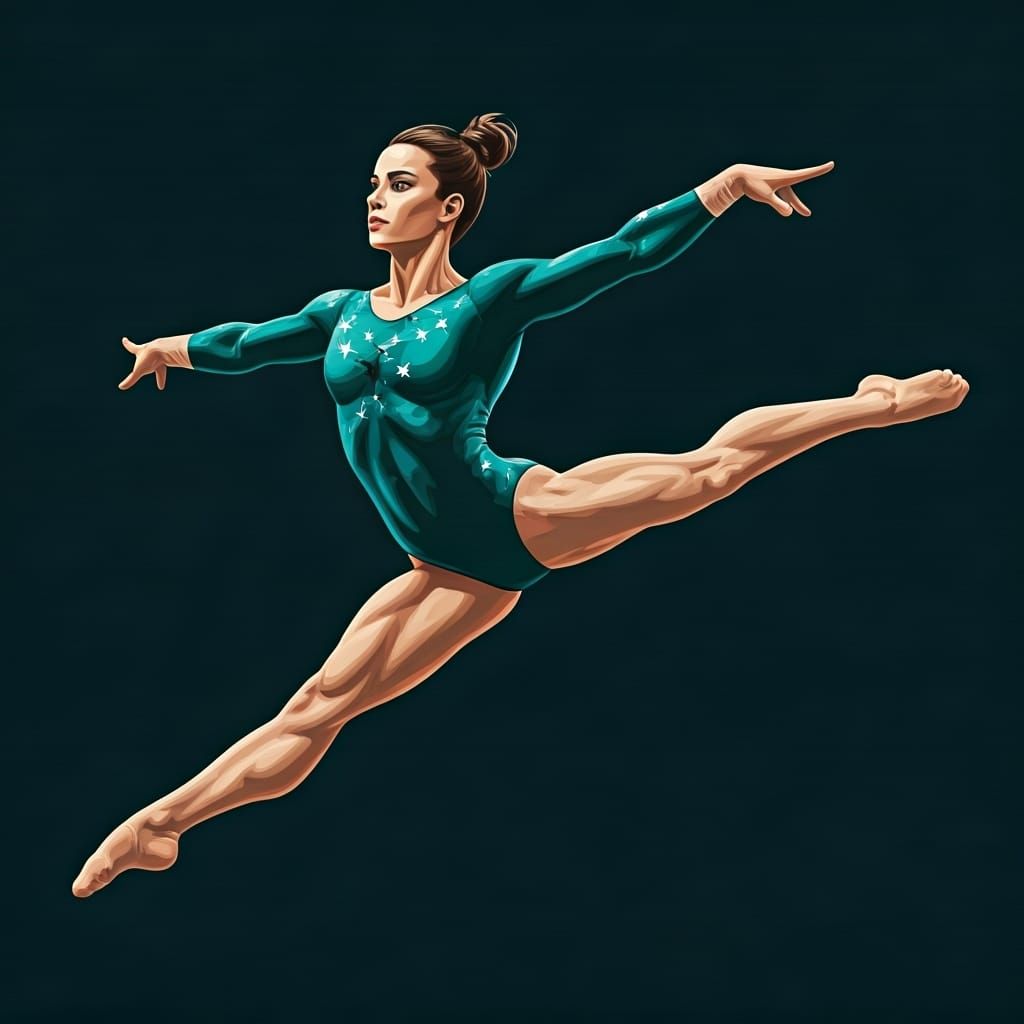 Dynamic Gymnast Mid-Air in Comic Book Style - AI Art