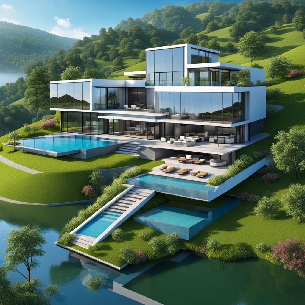 Modern house v34 - AI Generated Artwork - NightCafe Creator