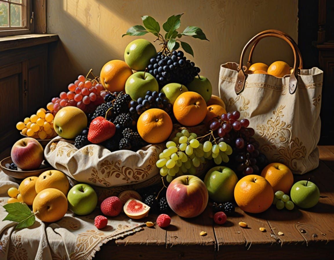 fruits 9 - Vintage Fruits Still Life in Earthy Tones