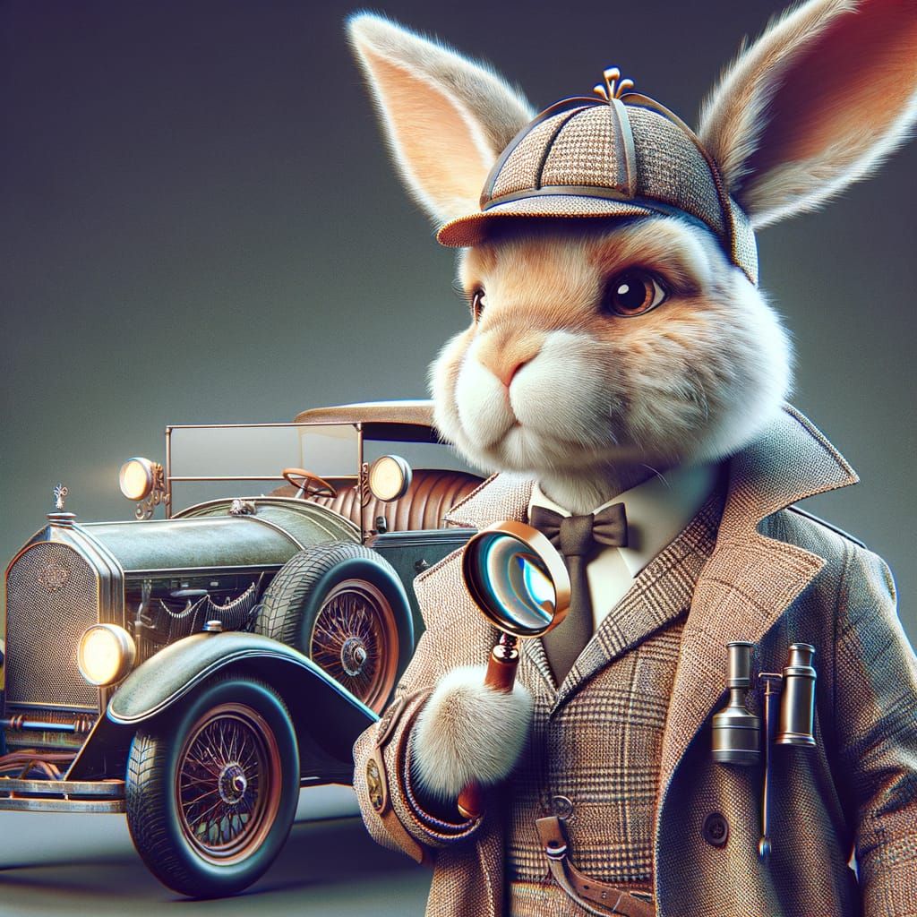 A detective rabbit & an antique detective car - AI Generated Artwork ...