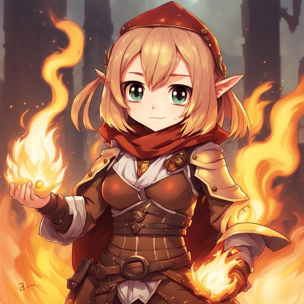 dungeons and dragons, halfling, female, short, pyromancer, cute ...