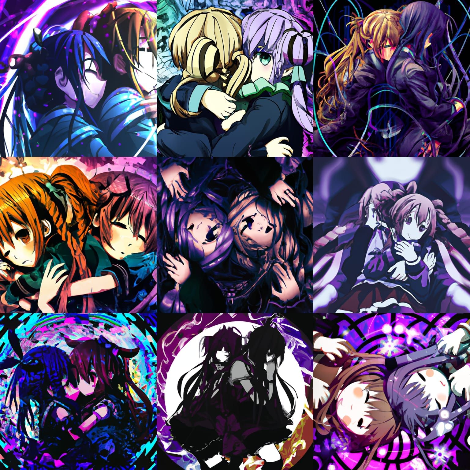 Dark Psychedelic two Anime girls cuddling Trippy Manga cover art ...