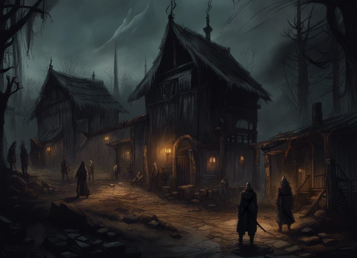 Creepy Village - AI Generated Artwork - NightCafe Creator