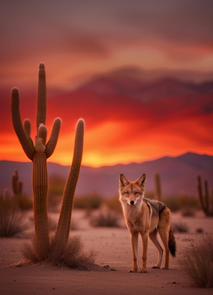coyote in the desert - AI Generated Artwork - NightCafe Creator