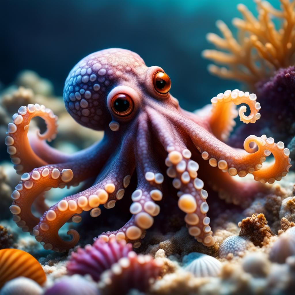 Baby octopus in a reef - AI Generated Artwork - NightCafe Creator