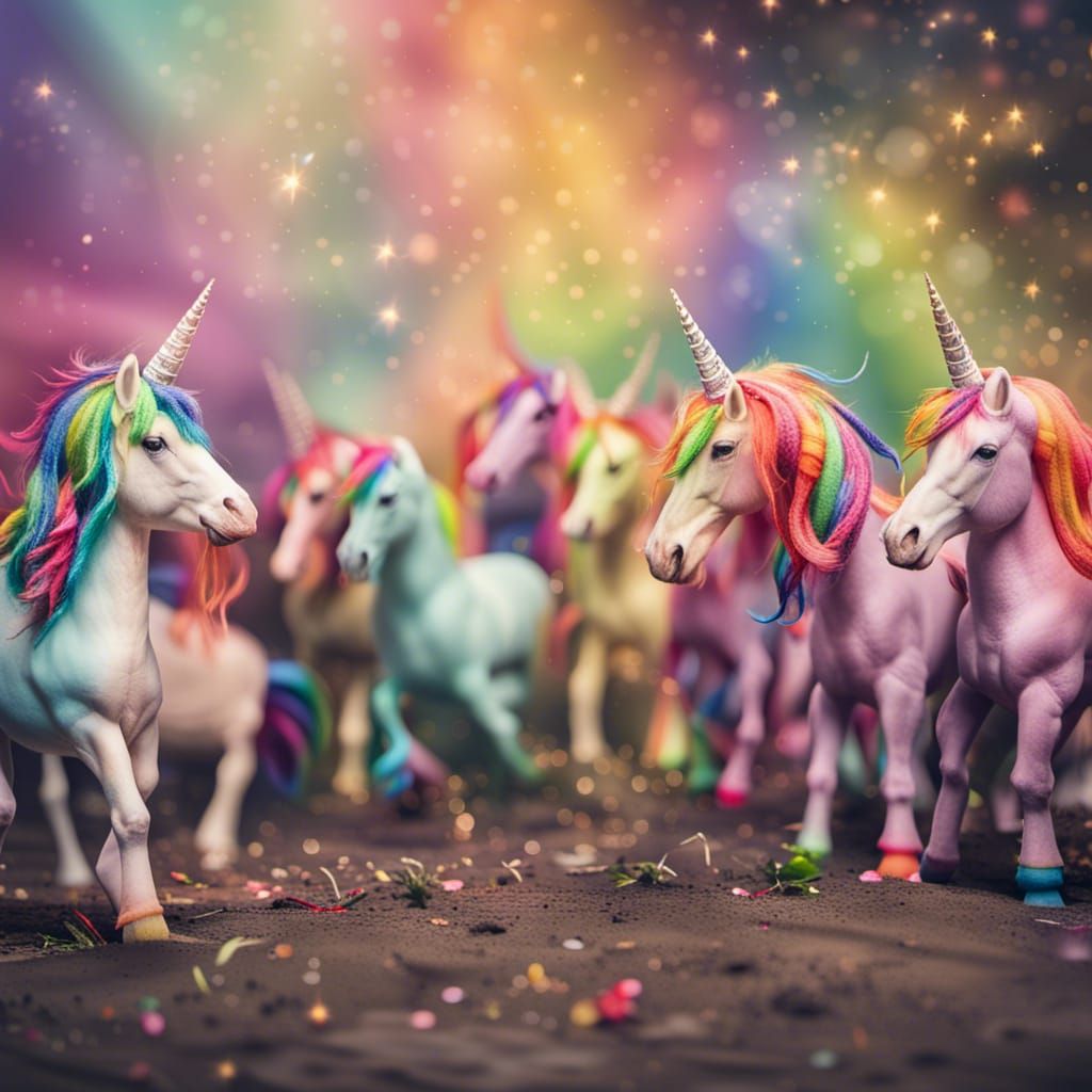 A herd of rainbow unicorns - AI Generated Artwork - NightCafe Creator