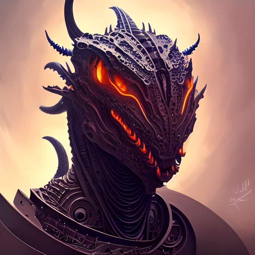 Robotic dragon, ionic, biomechanical, intricately detailed ...
