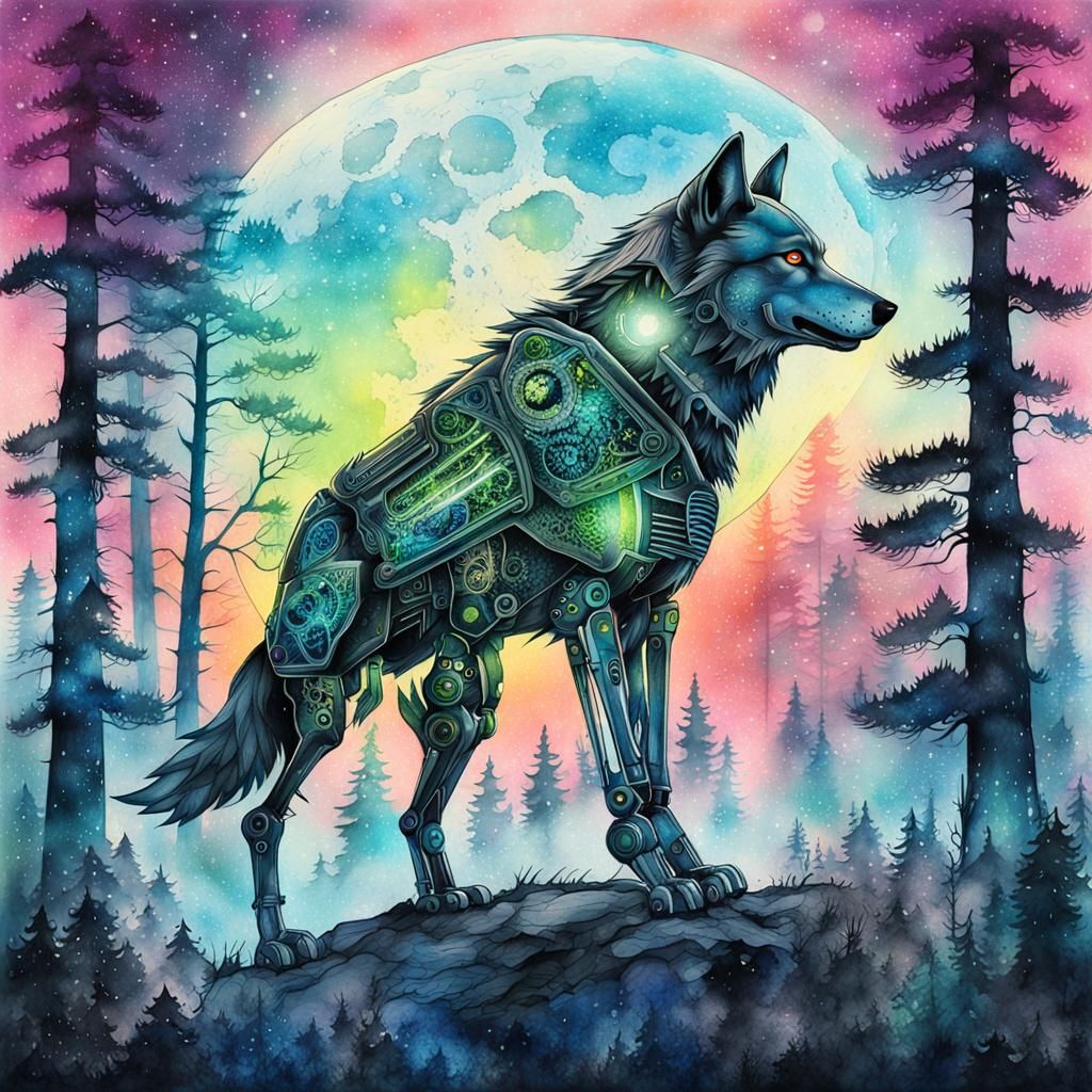 Multi-exposure, tattoo layering, clear beautiful drawing, robot Cyborg ...