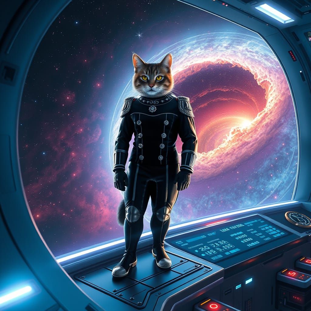 Captain Cat on the U.S.S. Feline in space