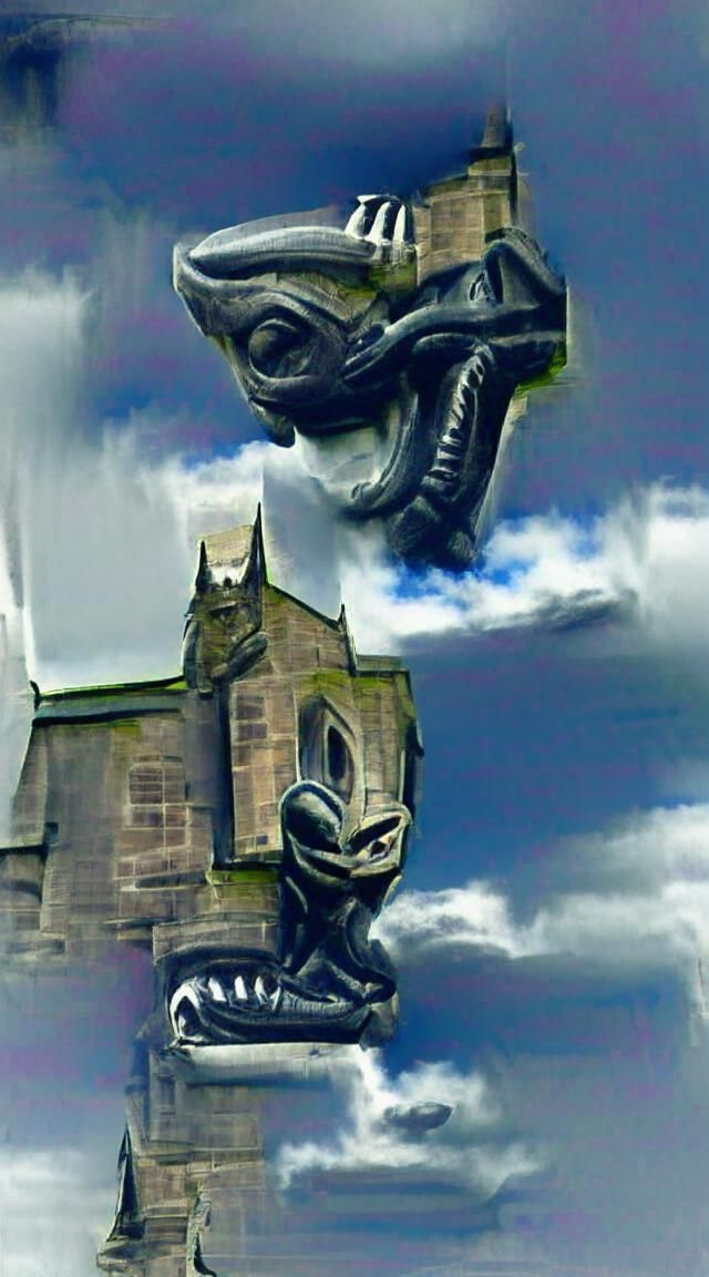 Alien Xenomorph Gargoyle on Scottish Church - AI Generated Artwork ...