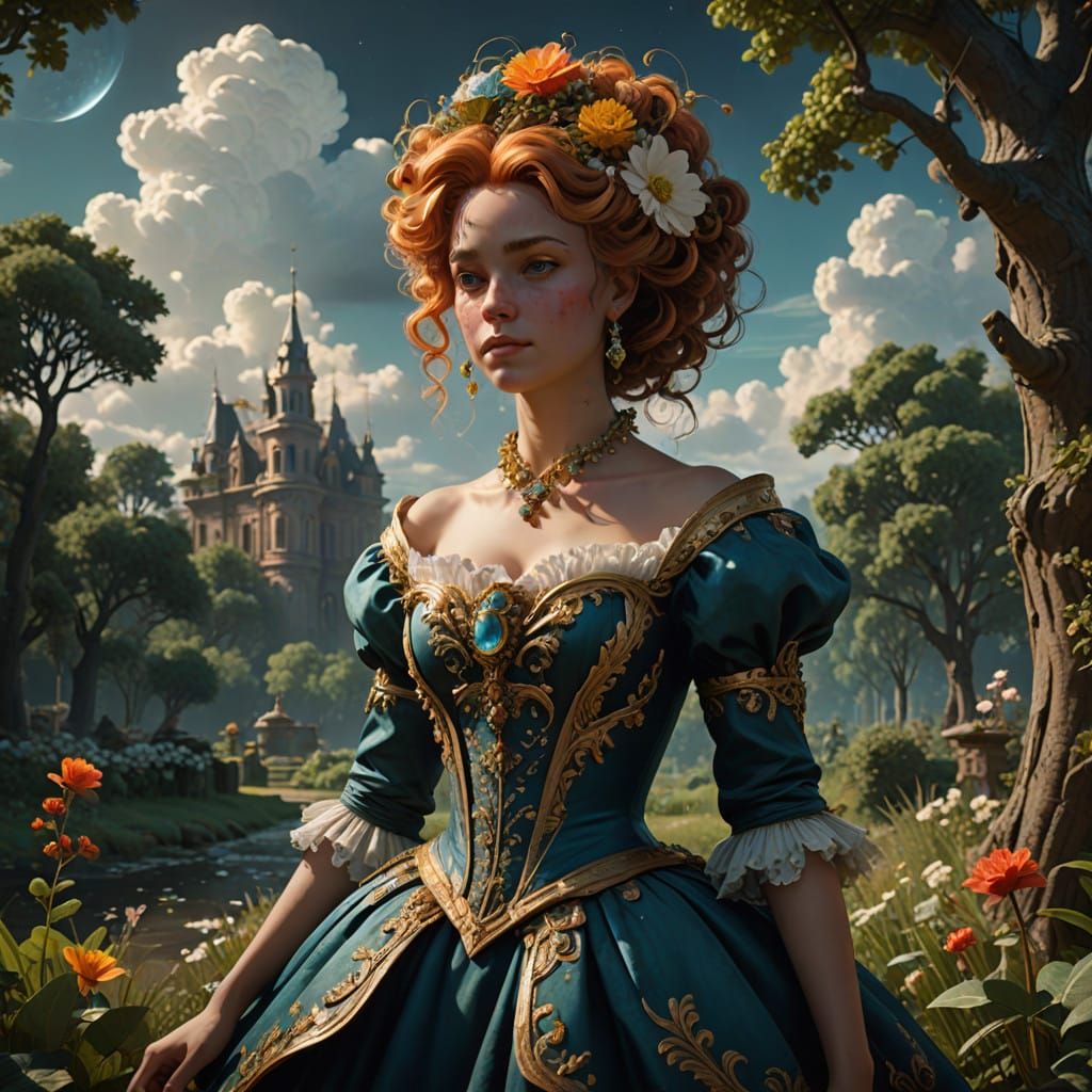 Rococo Princess in Opulent Gown - AI Art