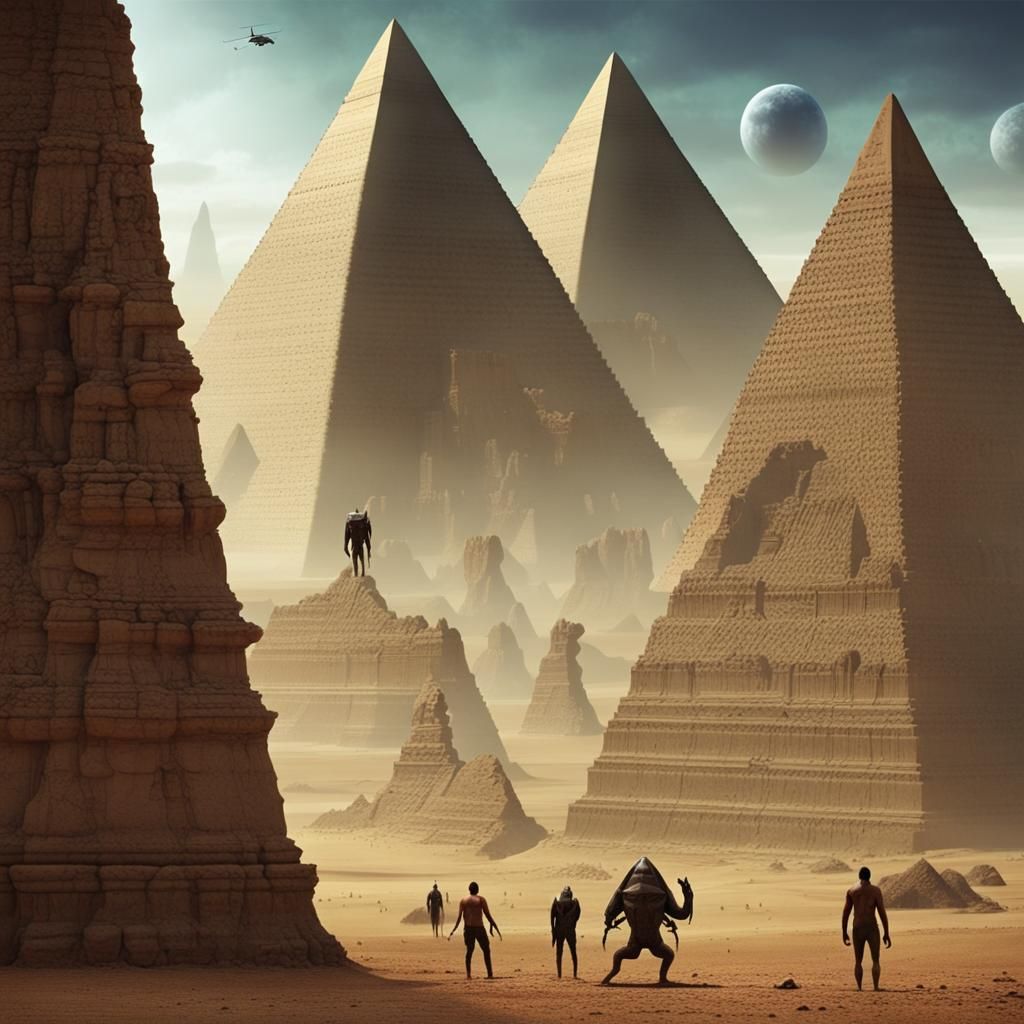 Pyramids in a strange world - AI Generated Artwork - NightCafe Creator