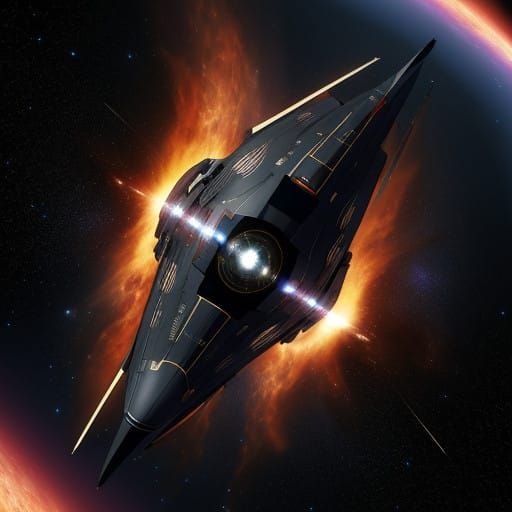 Galactic Spaceship Enters Cosmic Abyss in Stunning... - AI Art