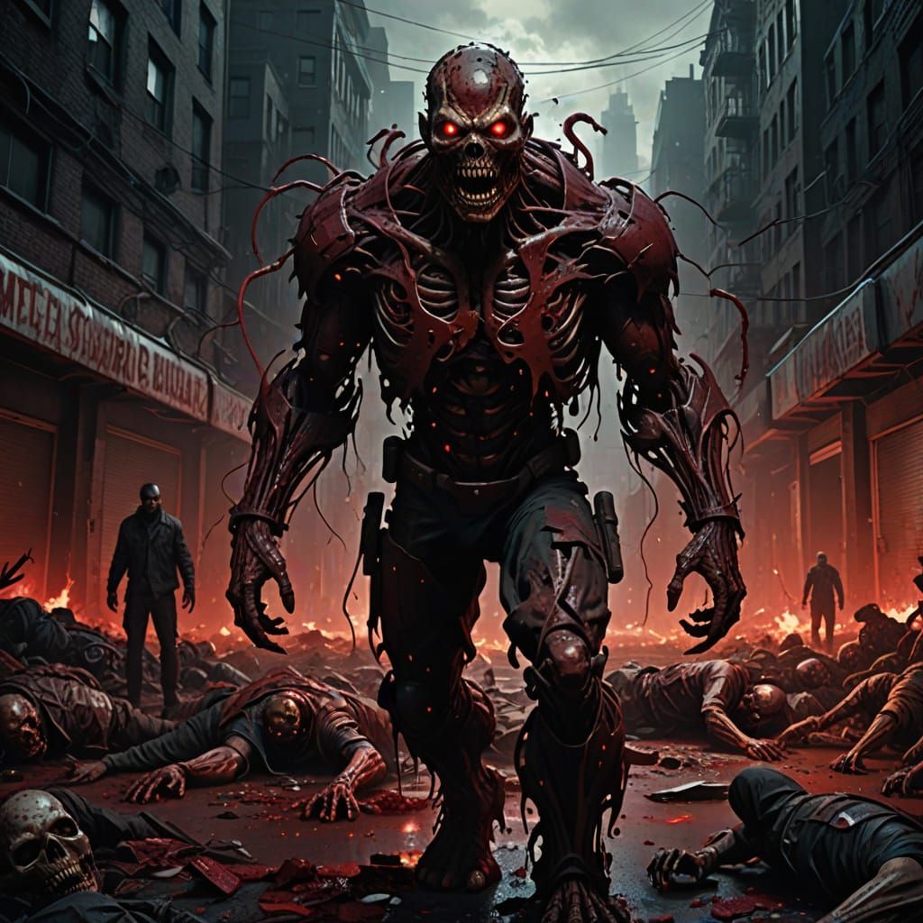 Giant bloody zombies exploding - Grisly Horror Concept Art ...