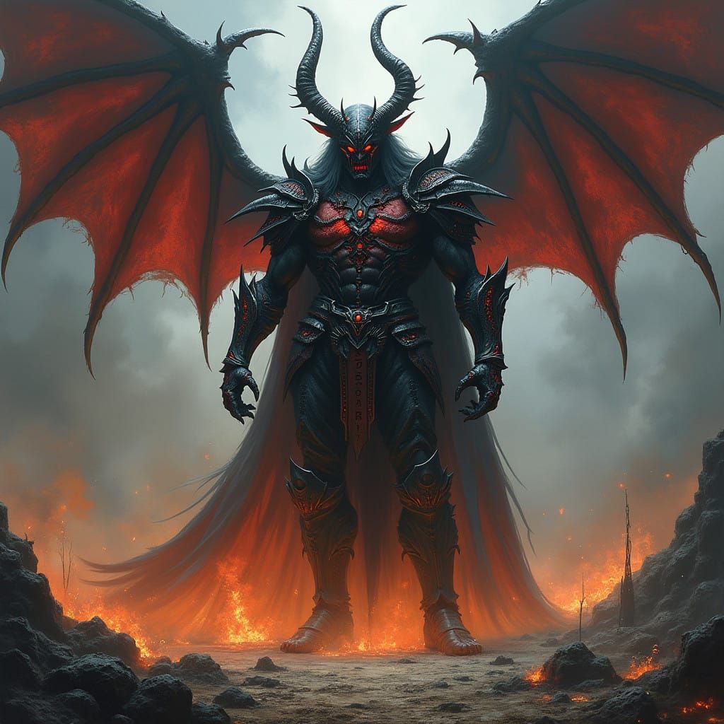 Arch demon Baal in war armor - Dark Fantasy Archon Baal in G...