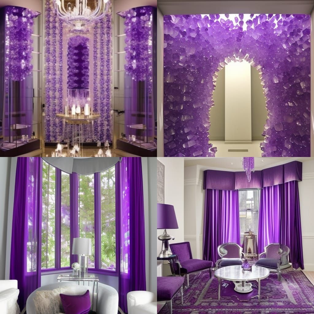 Amethyst crystal cluster penthouse with amethyst walls with amethyst ...