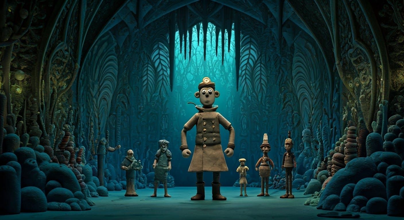 Gothic Underwater Claymation Odyssey in German Exp... - AI Art